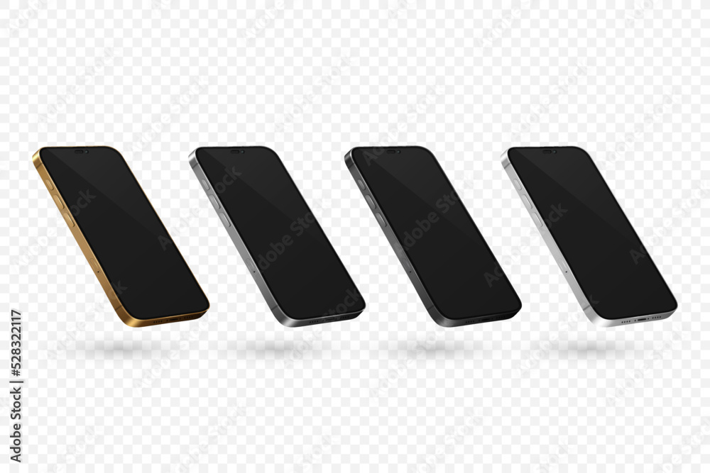 Vector 3d Realistic Modern Smartphone Design Template with Black Screen ...