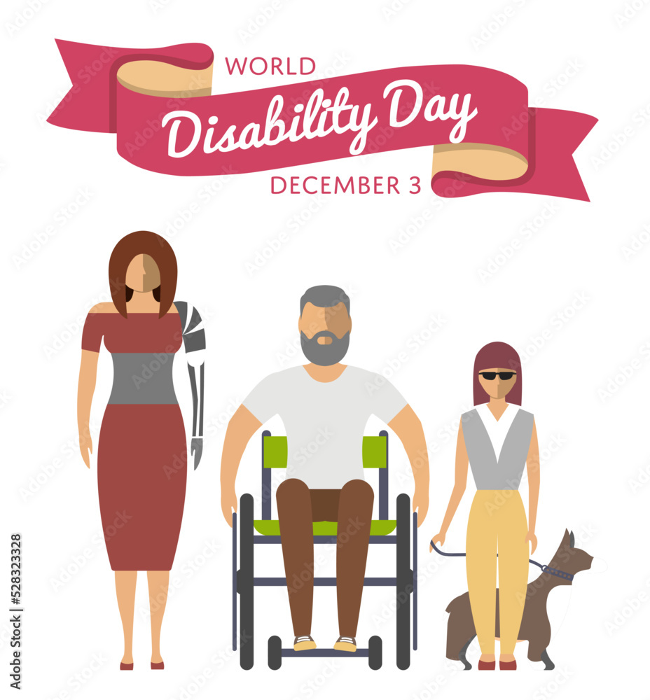 December 3 - world disability day greeting card template vector ...