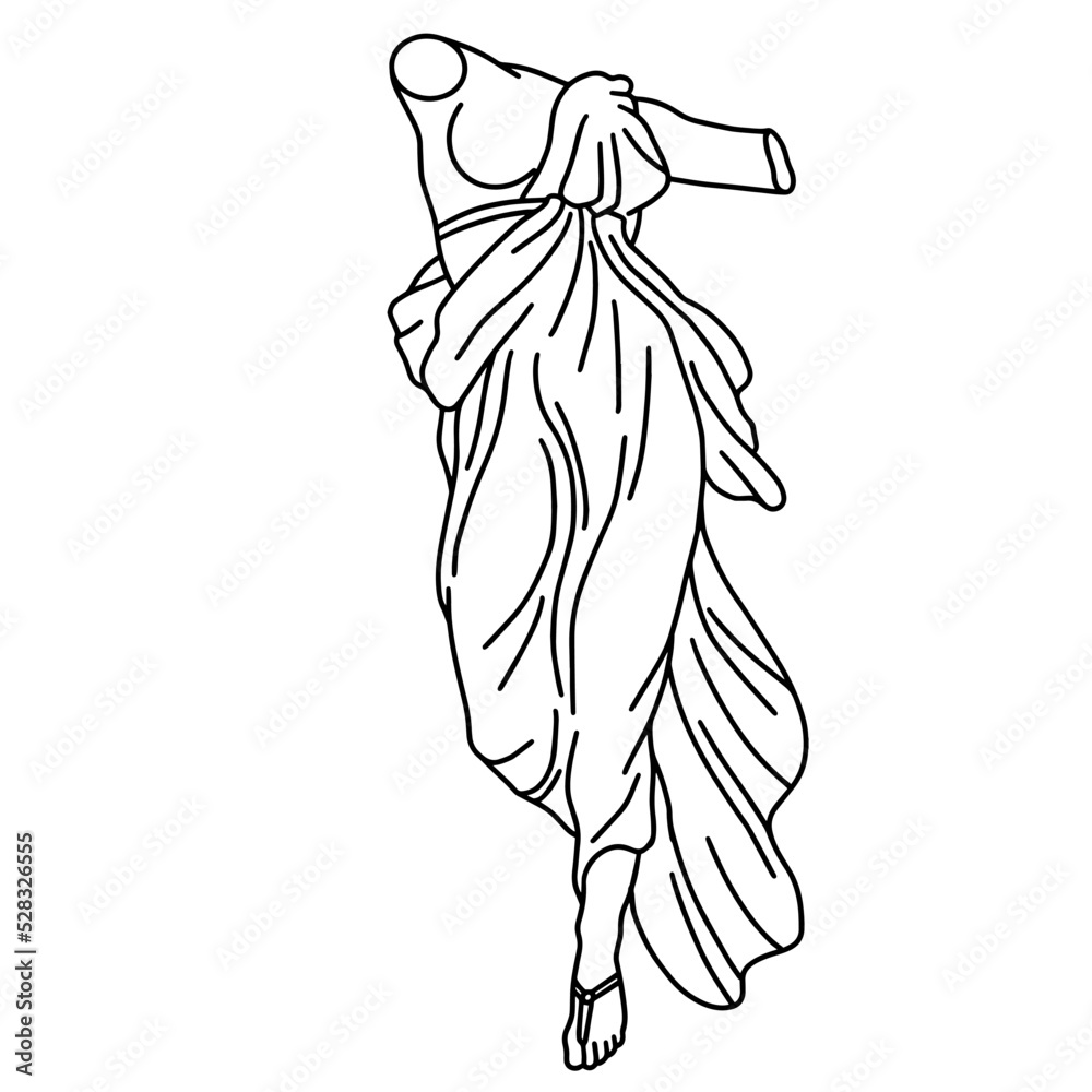 Vector illustration of antique statue. Line art of ancient greek ...