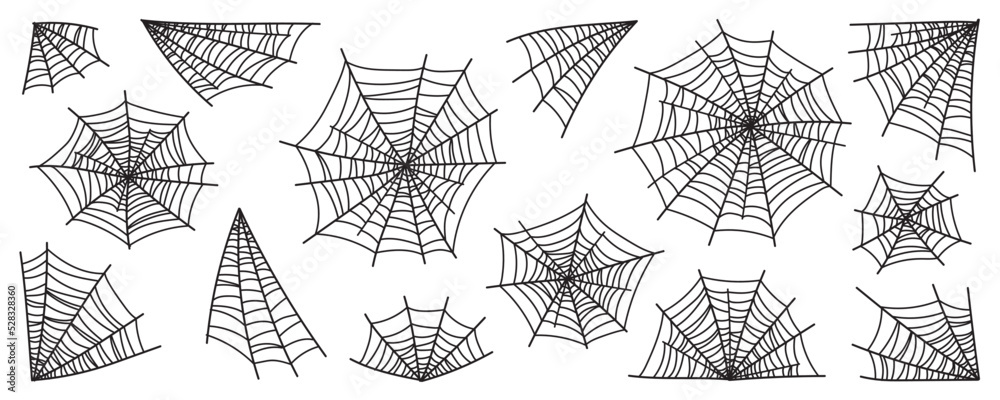 Halloween cobweb vector frame border and dividers isolated on white ...