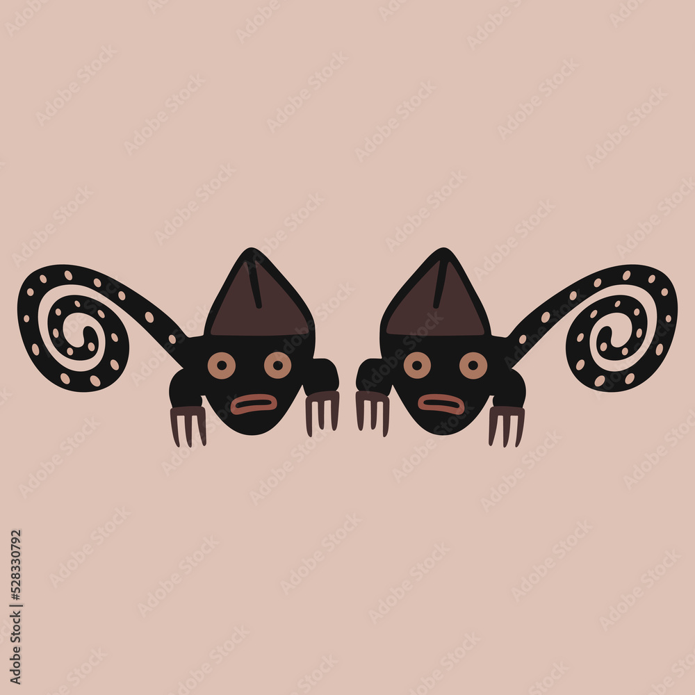 Symmetrical animal design with two fantastic creatures with spiral ...