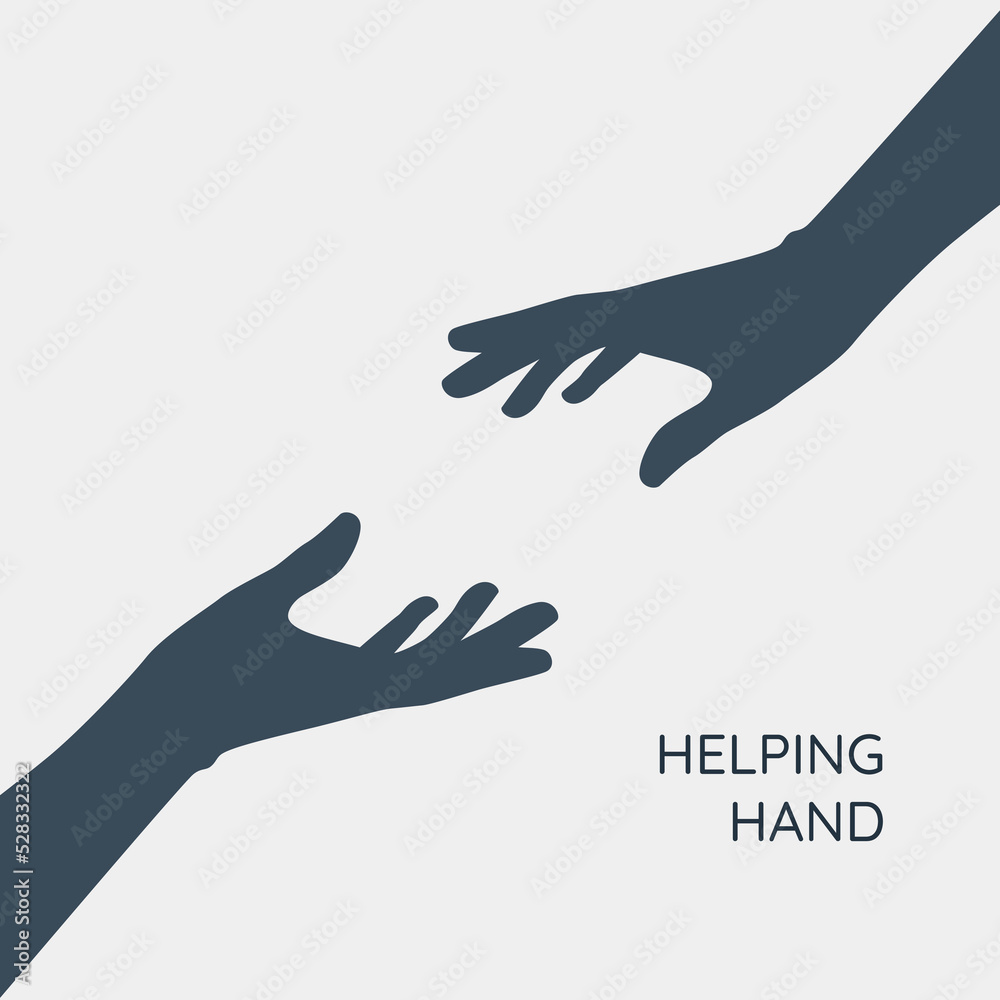 Helping hand concept. Gesture, sign of help and hope. Two hands taking each other. Stock Vector ...