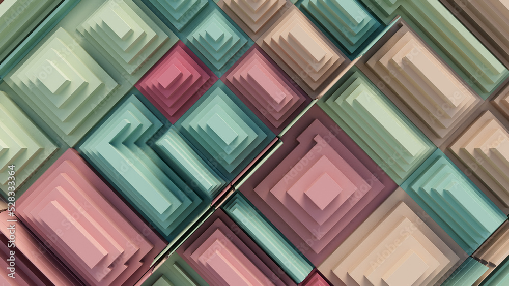 Pastel Colored Tech Background with a Geometric 3D Structure. Clean ...