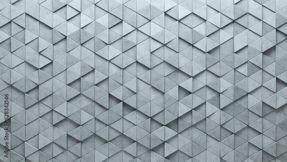 Futuristic, Triangular Mosaic Tiles arranged in the shape of a wall. 3D ...