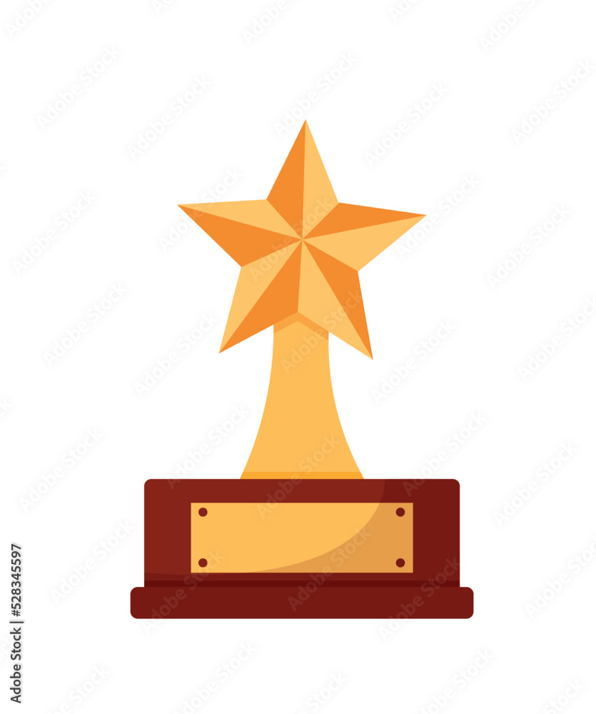 Gold star statuette. Congratulation of winner in competition. Luxurious ...