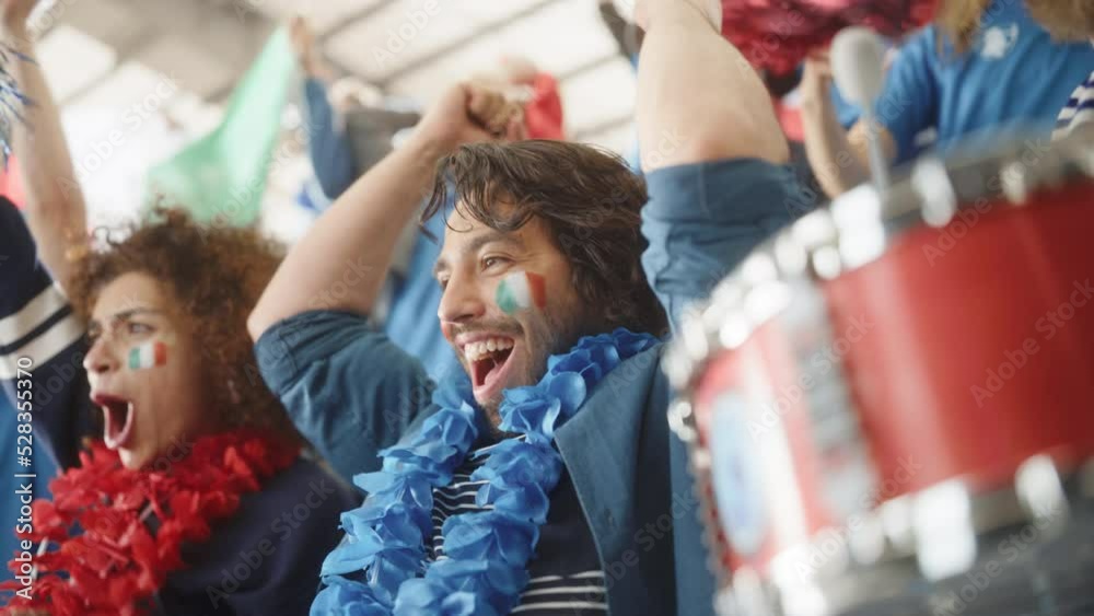 Sport Stadium Soccer Match: Portrait of Excited Hispanic Couple with ...