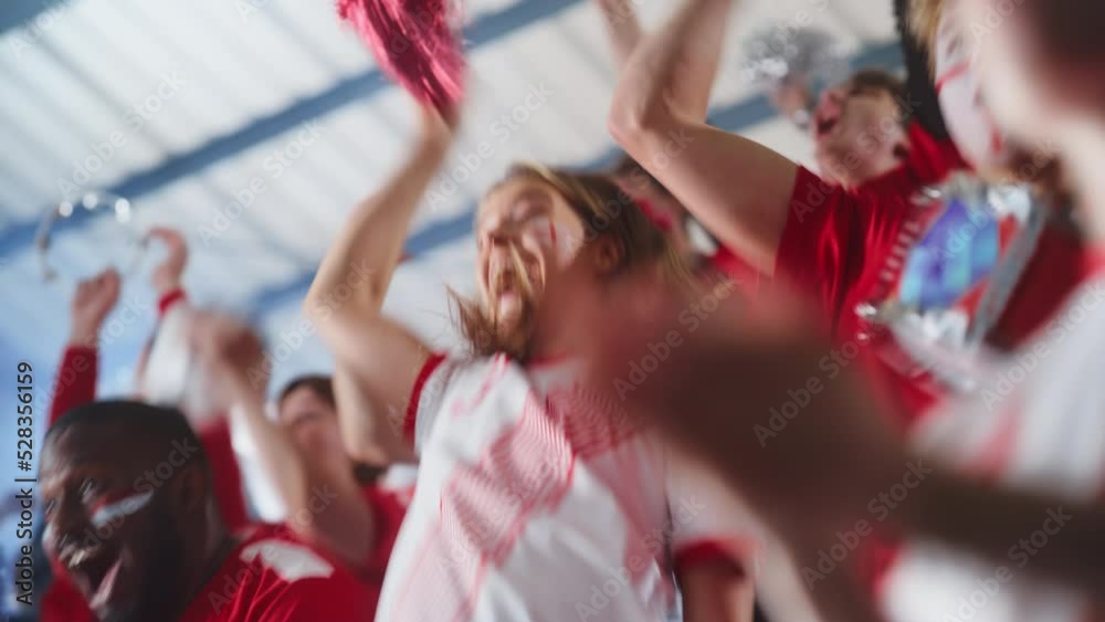 Sport Stadium Sport Event: Beautiful Cheering Girl. Crowd of Fans with ...