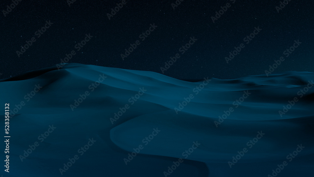 Rolling Sand Dunes form a Surreal Desert Landscape. Night Background ...