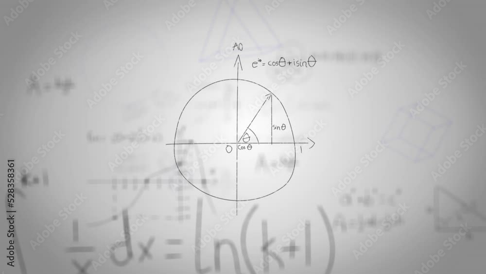 Animation of handwritten mathematical formulae moving and flickering on ...