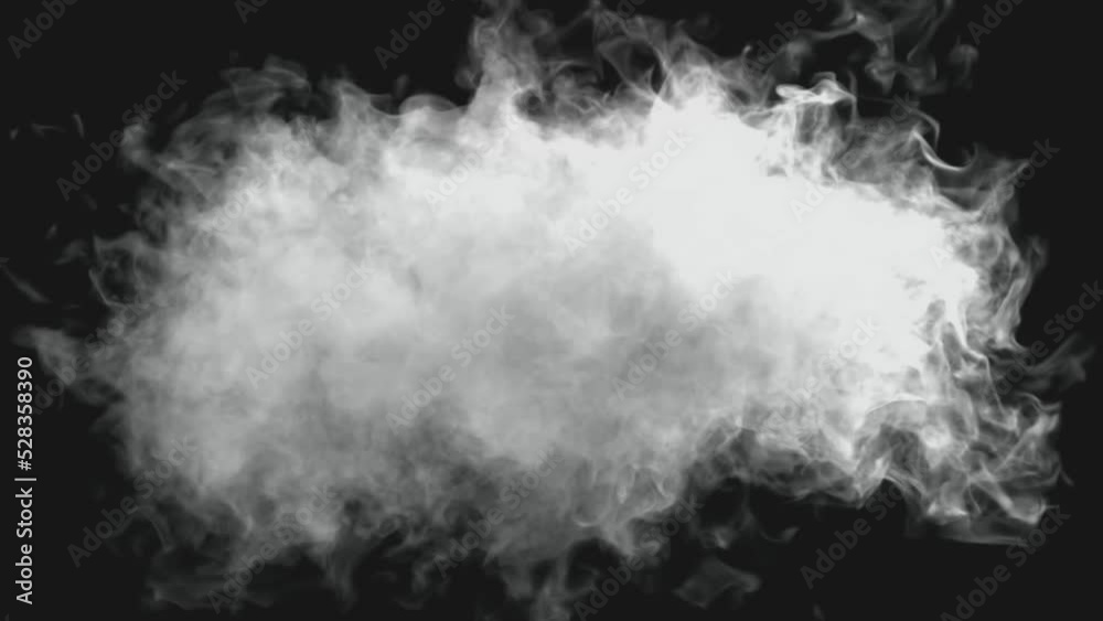 Animation of cloud of white smoke appearing and disappearing on black ...