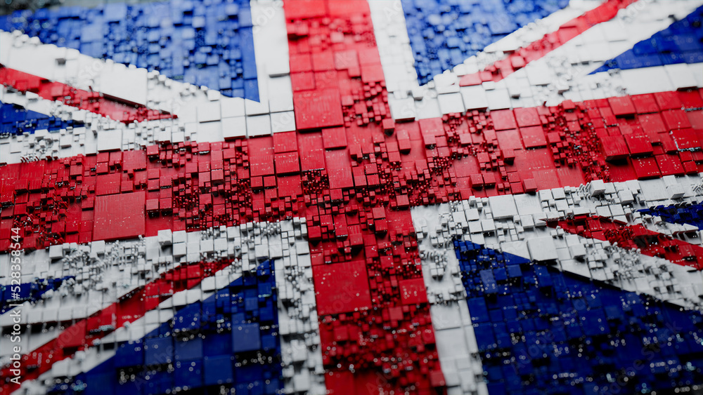 Flag of United Kingdom rendered in a Futuristic 3D style. British ...