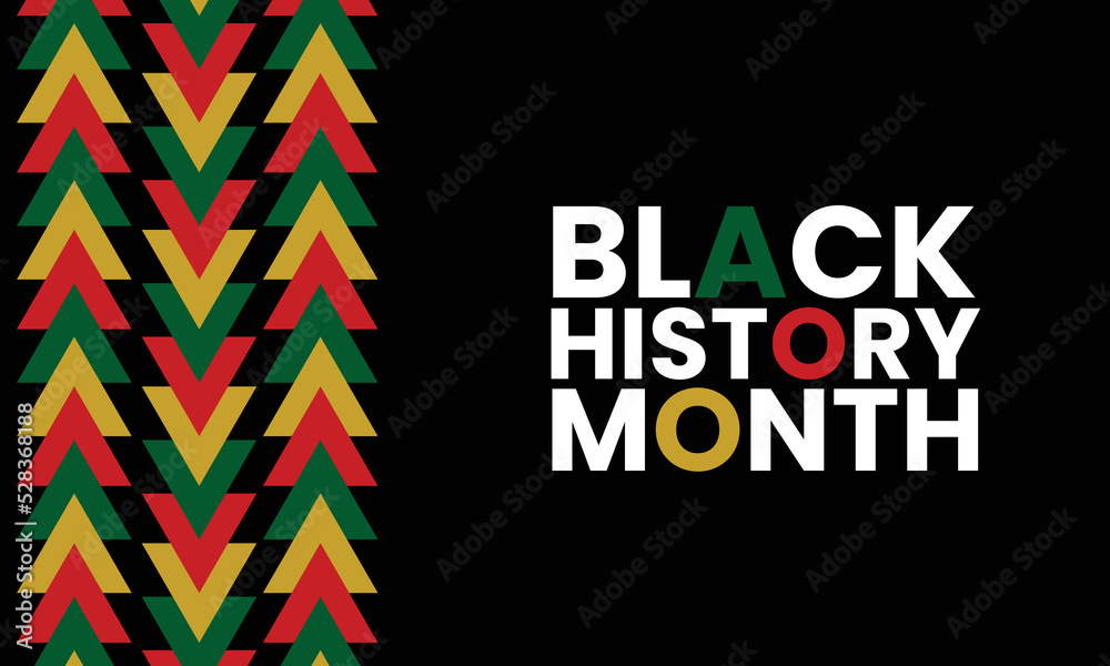 Black History Month text with geometric shapes pattern, African ...