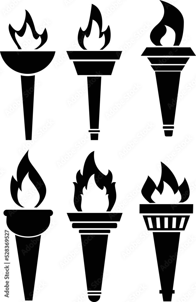 torch flame icon on white background. torch logo. the symbol of victory ...