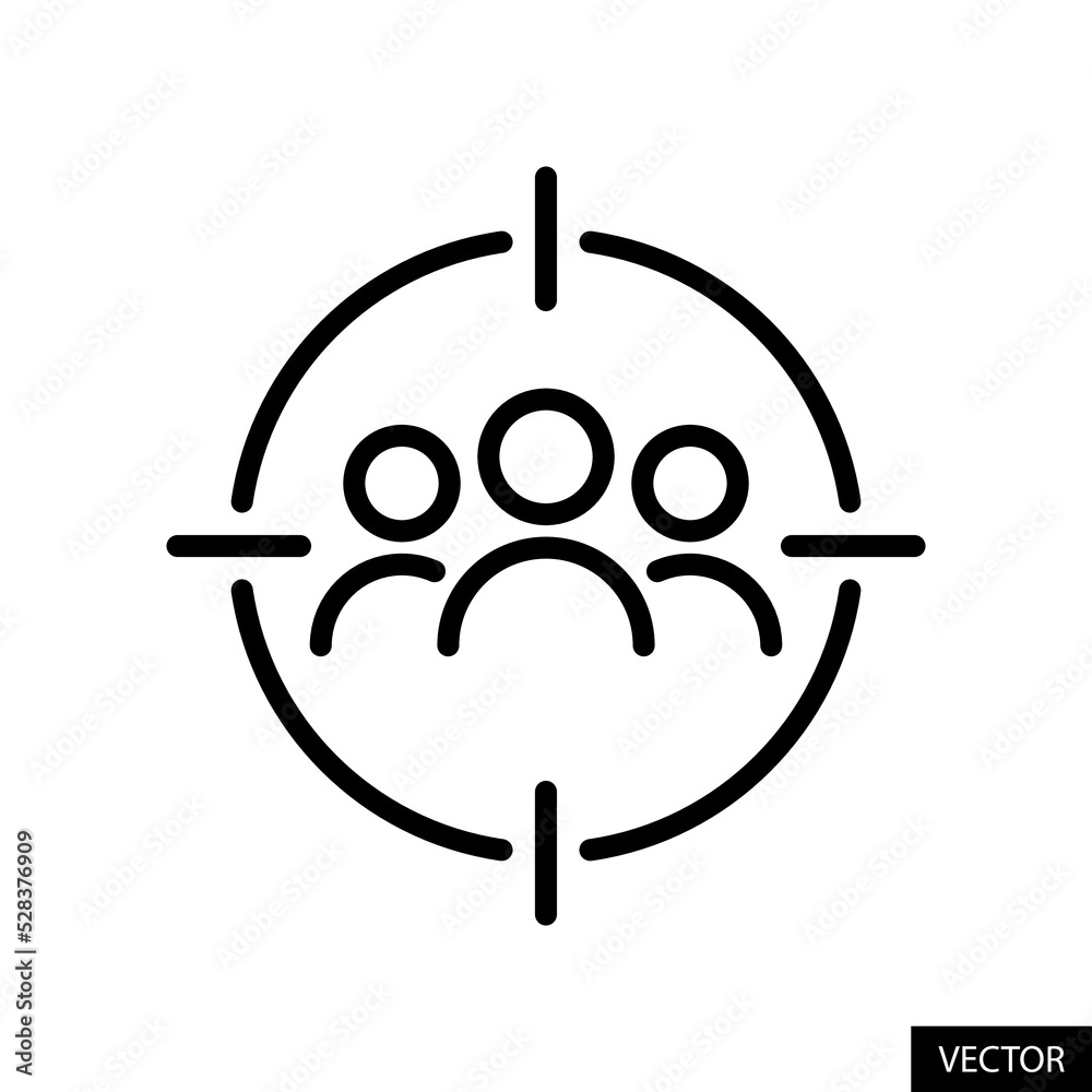 Target people or person, Audience targeting concept vector icon in line ...