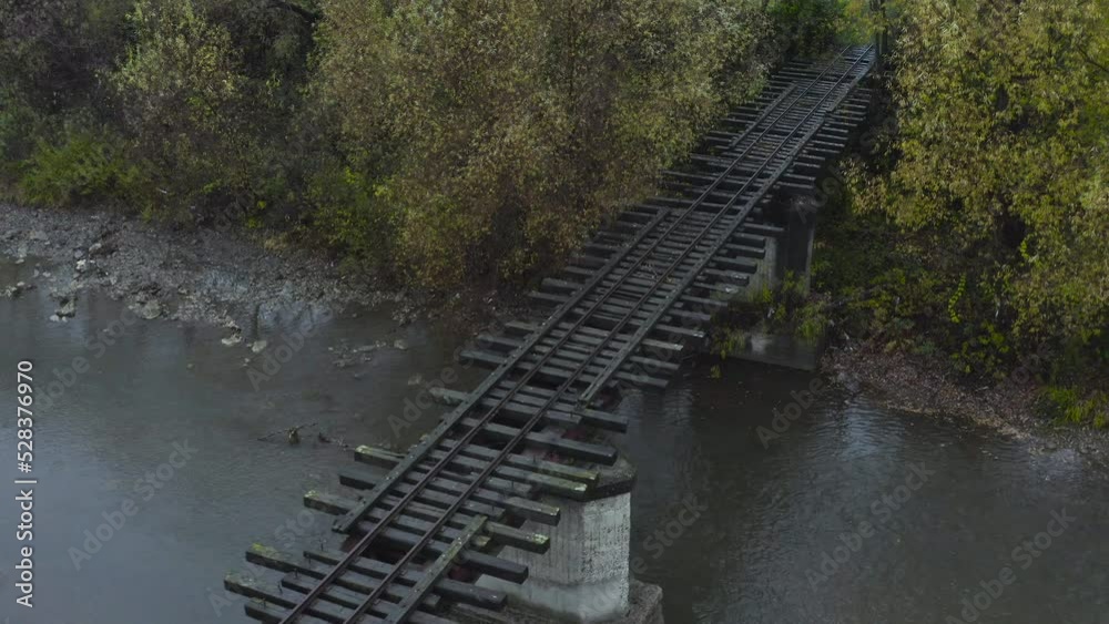 Drone flight over bridge of old narrow gauge railway vídeo de Stock ...