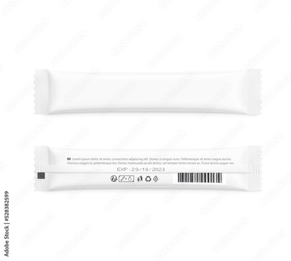 Realistic stick pack for products of the food and cosmetic industry on ...