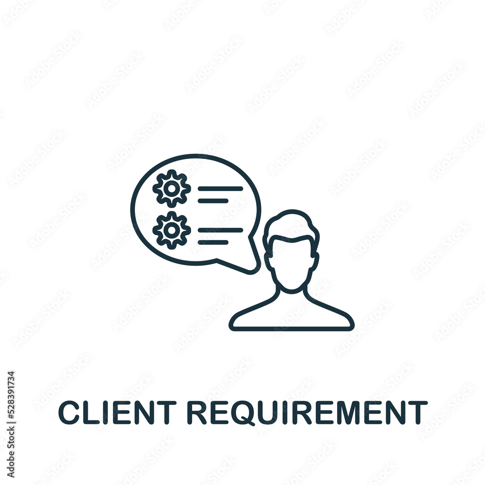 Client Requirement icon. Line simple Web Development icon for templates ...