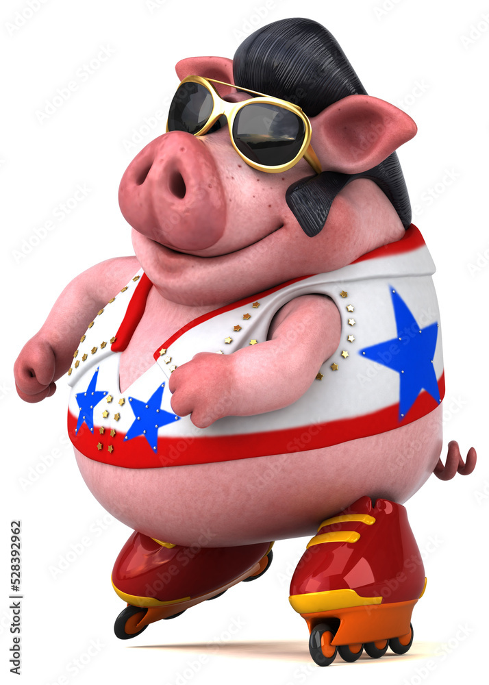 Poster Fun 3D cartoon illustration of a pig rocker – Wall Art | UkPosters