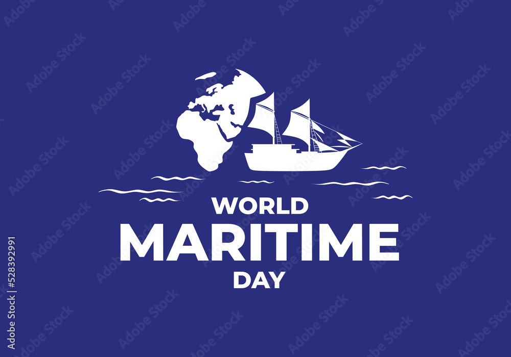 World maritime day background with earth map and big ship. Stock Vector ...