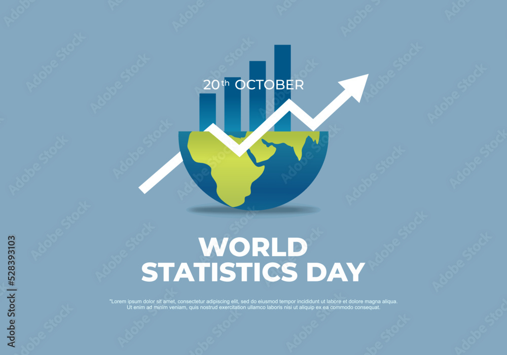 World statistics day background with graphics on globe earth map on ...