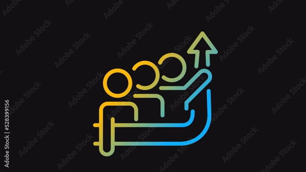 Animated succeed dark gradient icon. Successful teamwork. Management. Good performance. Loop 4k ...