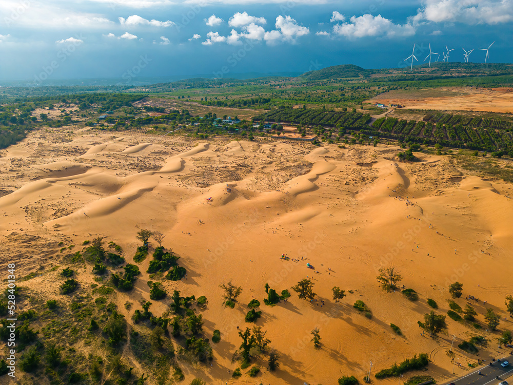 Top view Red Sand Dunes (local name is Doi Cat Do), also known as ...