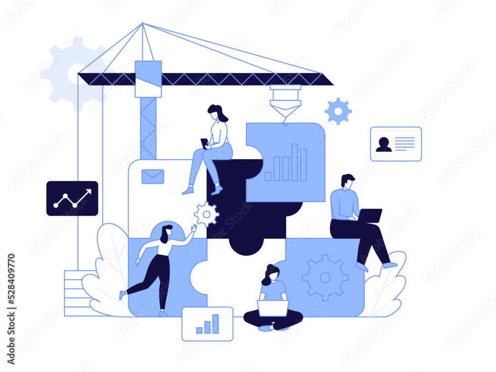 Vector business concept. Team work, team building, corporate ...
