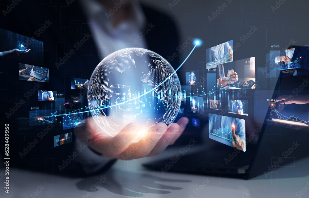 Global economics suitable for world financial technology. Growth graph ... Global economics suitable for world financial technology. Growth graph ...