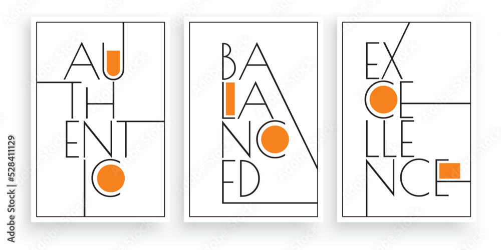 Authentic Balanced Excellence, vector. Wording design, lettering. Three ...