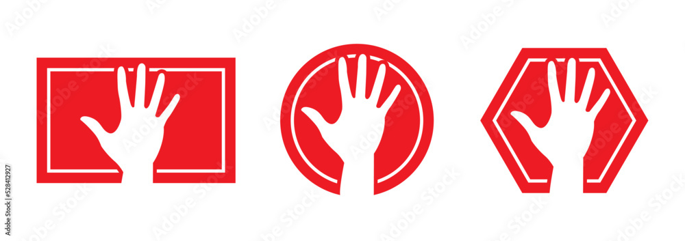 Stop sign, vector. Stop red icon. Sign Stop, keep distance. Hand ...