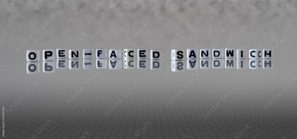 open faced sandwich word or concept represented by black and white ...