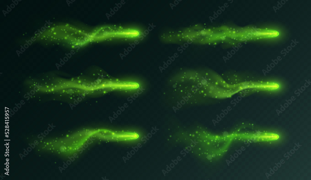 Blue light trail, magic stardust with haze and sparkles, realistic ...