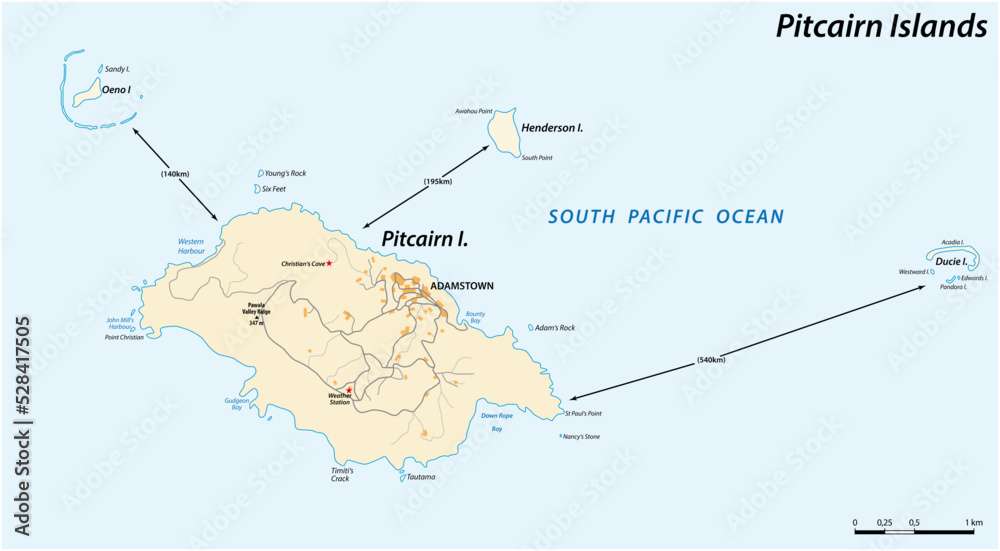 vector map of the british overseas territory Pitcairn Islands Stock ...