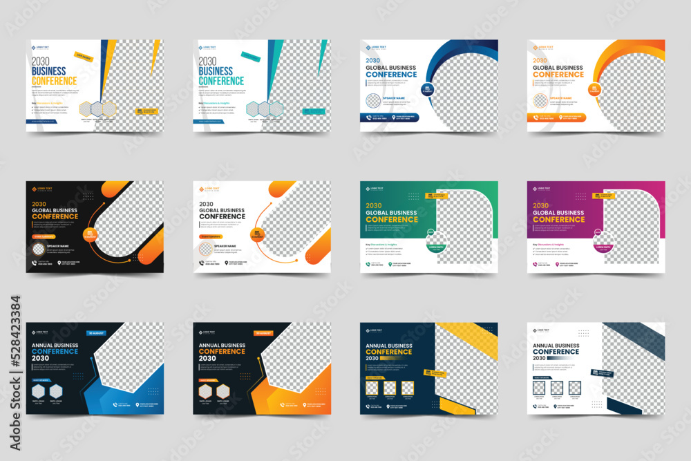 Corporate horizontal business conference flyer template bundle or ...