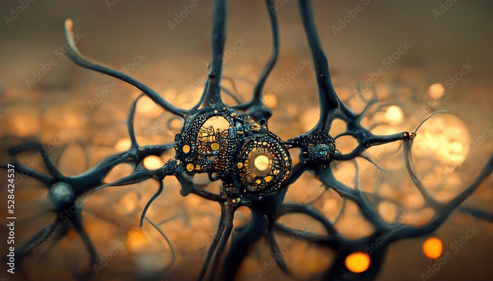 Glowing Neurons Restoring Brain Functions Forming Human Nervous System Neural Brain System New