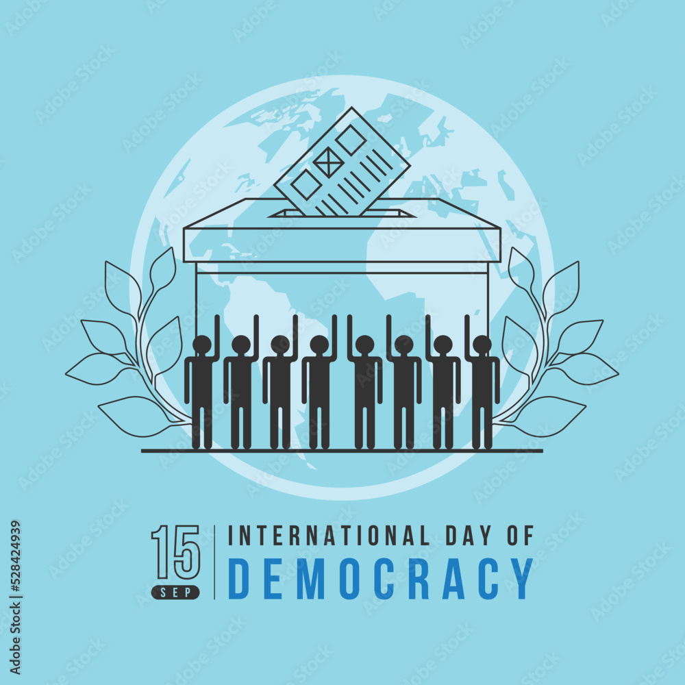 International day of democracy - Black line putting voting paper in ...