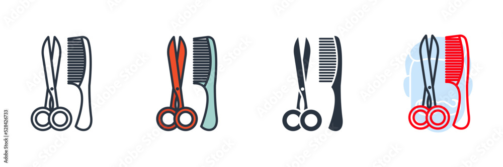 scissor and comb icon logo vector illustration. hair salon symbol ...
