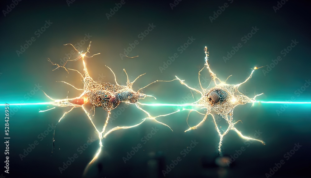 Artificial Brain Cells Transmitting Information Forming Human Nervous System Neural Brain System
