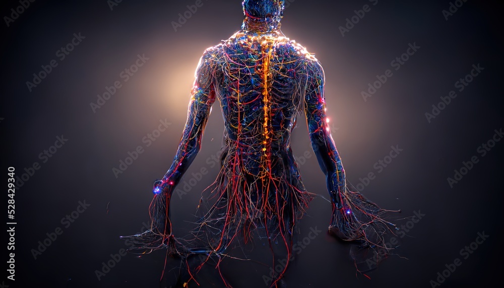 Ai Generated Human Body Visualizing Nervous System Transmitting Energy ...