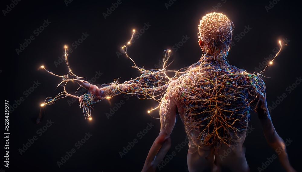 Ai Generated Human Body Showing Nervous System Transmitting Energy ...