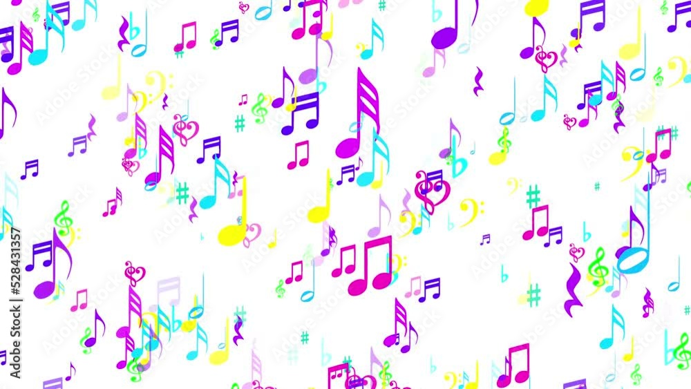 Floating colorful music notes. Isolated exploding icons. Animation ...