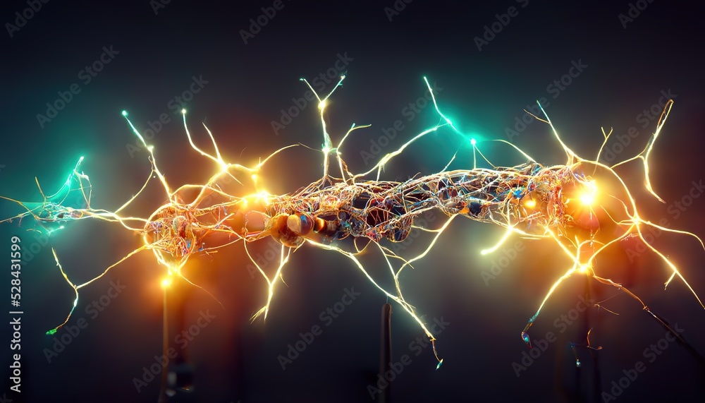 Glowing Neurons Restoring Brain Functions Forming Human Nervous System ...