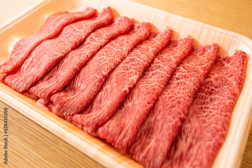Japanese domestic Wagyu beef slices (Gunma, Jyoshu beef) Stock Photo ...