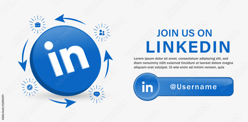 follow us on linkedin 3d logo with social media notification icons ...