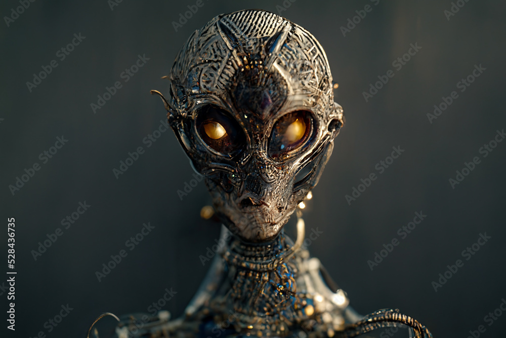 Amazing digital drawing of a Alien face. Stock Illustration | Adobe Stock