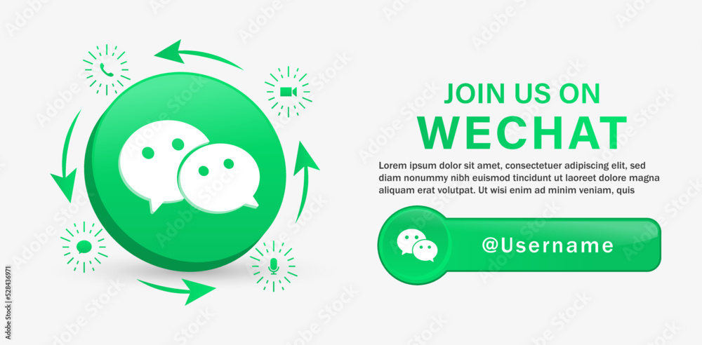 Vecteur Stock follow us on wechat 3d logo with social media ...