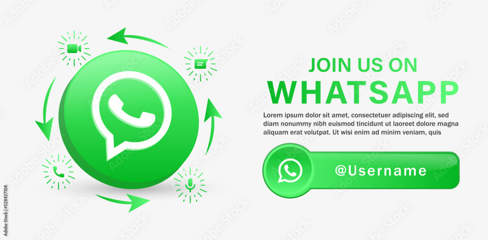 follow us on whatsapp 3d logo with social media notification icons ...