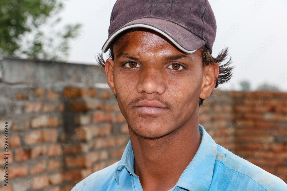 labor sad face during working on a construction site Stock Photo ...