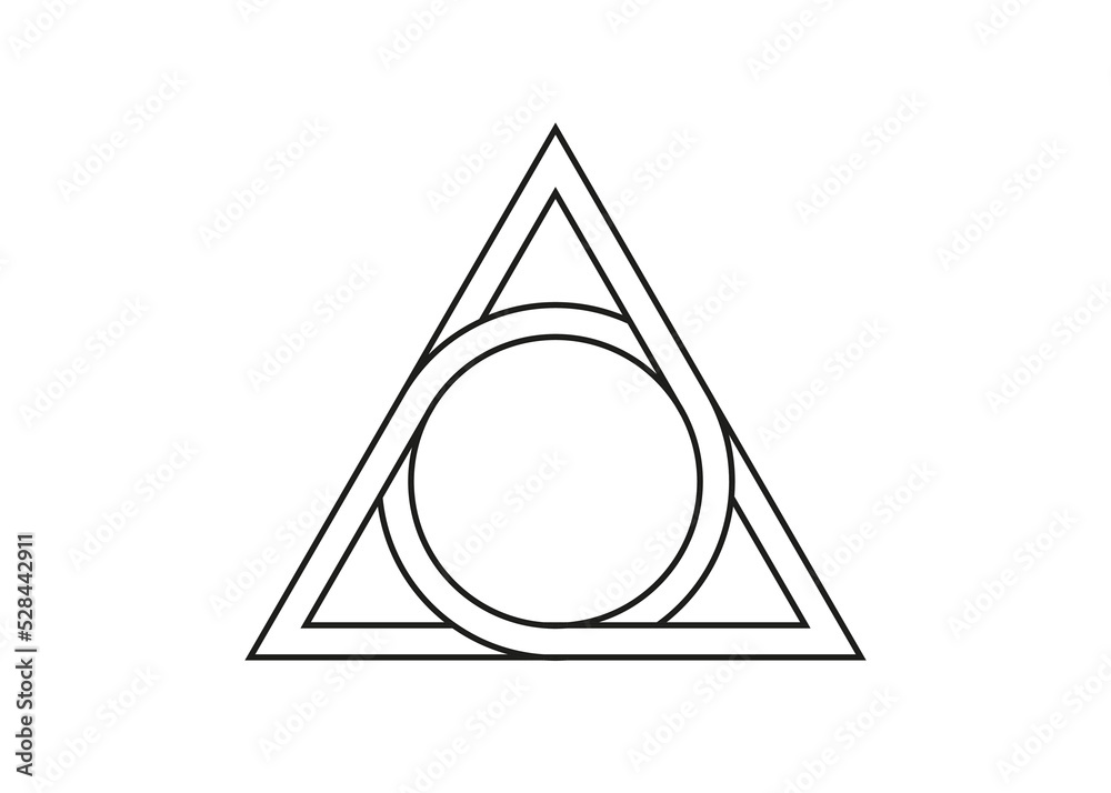 sacred geometrical figure of a circle inscribed in a triangle, the ...