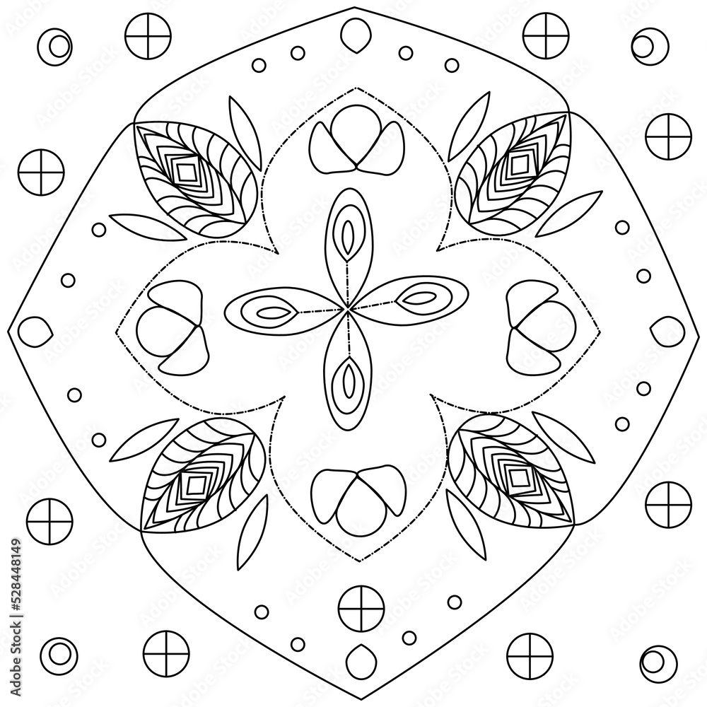 Fantasy line art illustration coloring page flower for print design ...